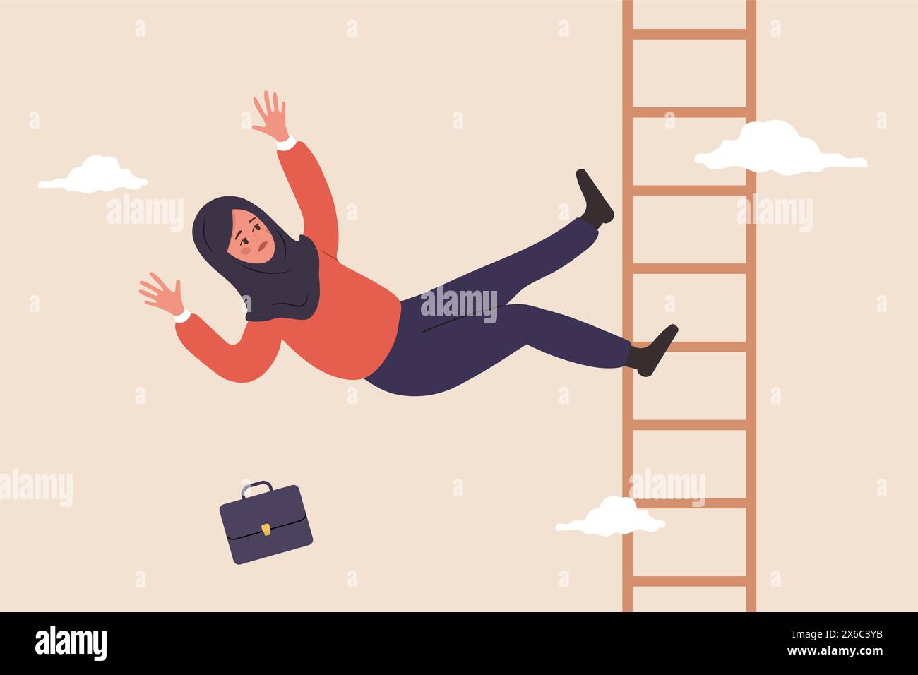 Arab woman falling down the career ladder. Troubles and problems on ...