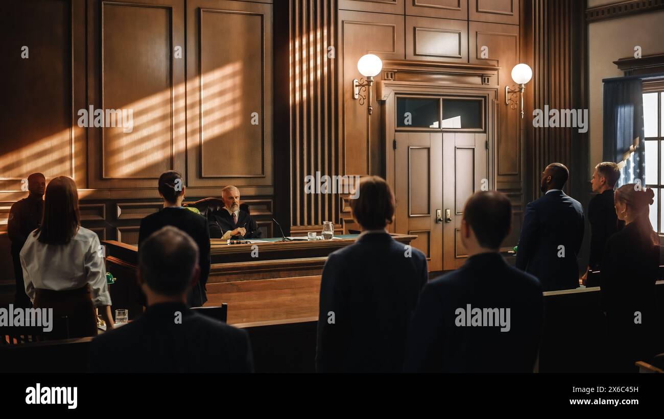 Court of Justice Trial: Impartial Judge is Sitting, Public Stands ...