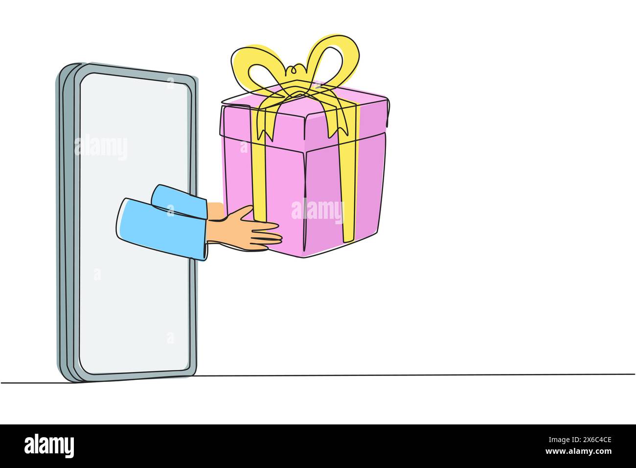 Continuous one line drawing hand comes out from middle of the ...