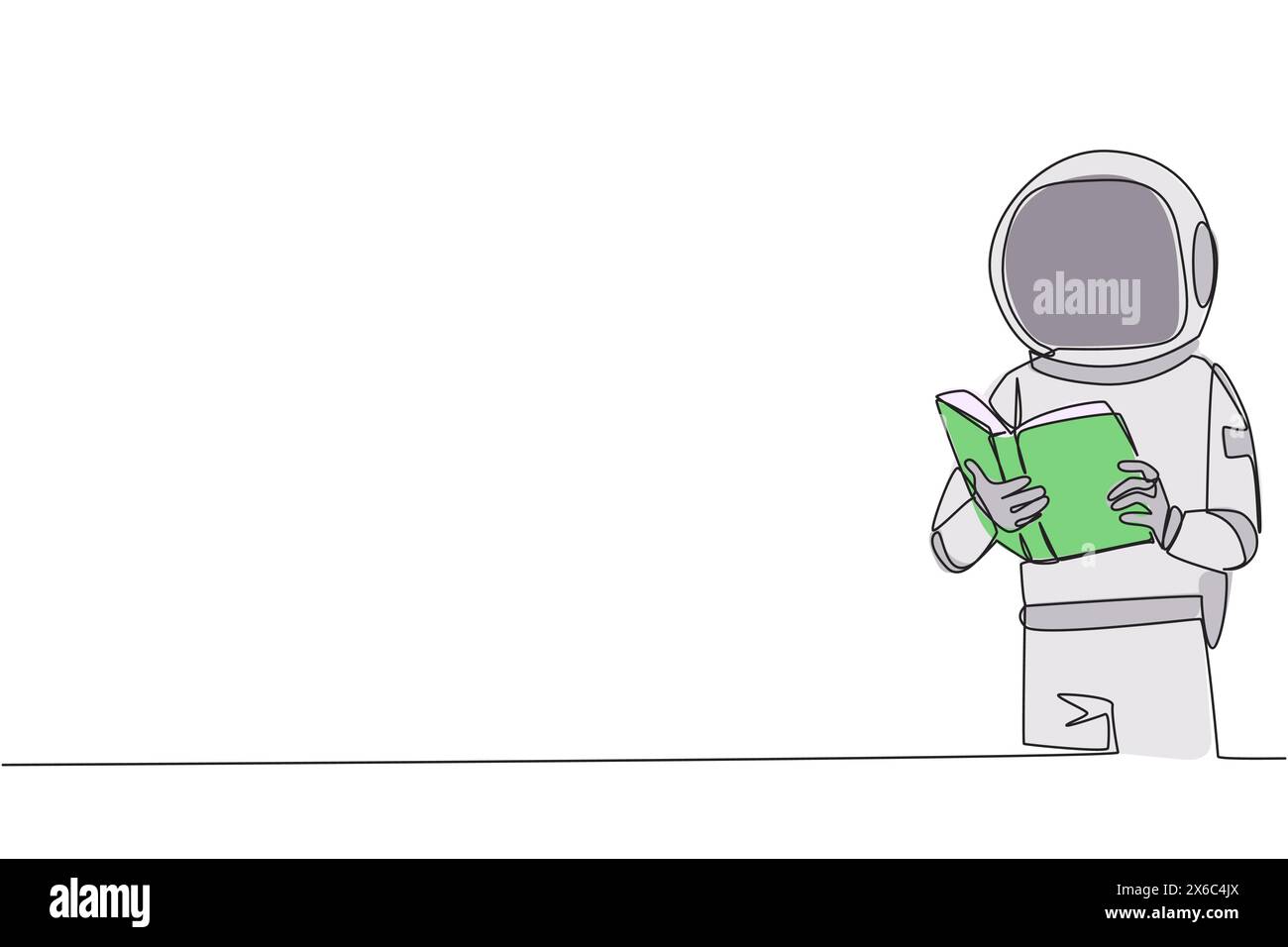 Continuous one line drawing young energetic astronaut focus on reading ... Continuous one line drawing young energetic astronaut focus on reading ...