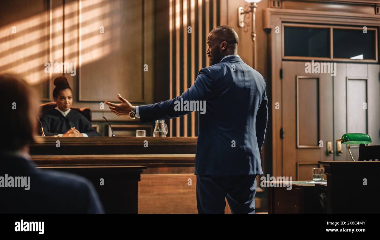 Court of Law Trial in Session: Portrait of Charismatic Male Public ...