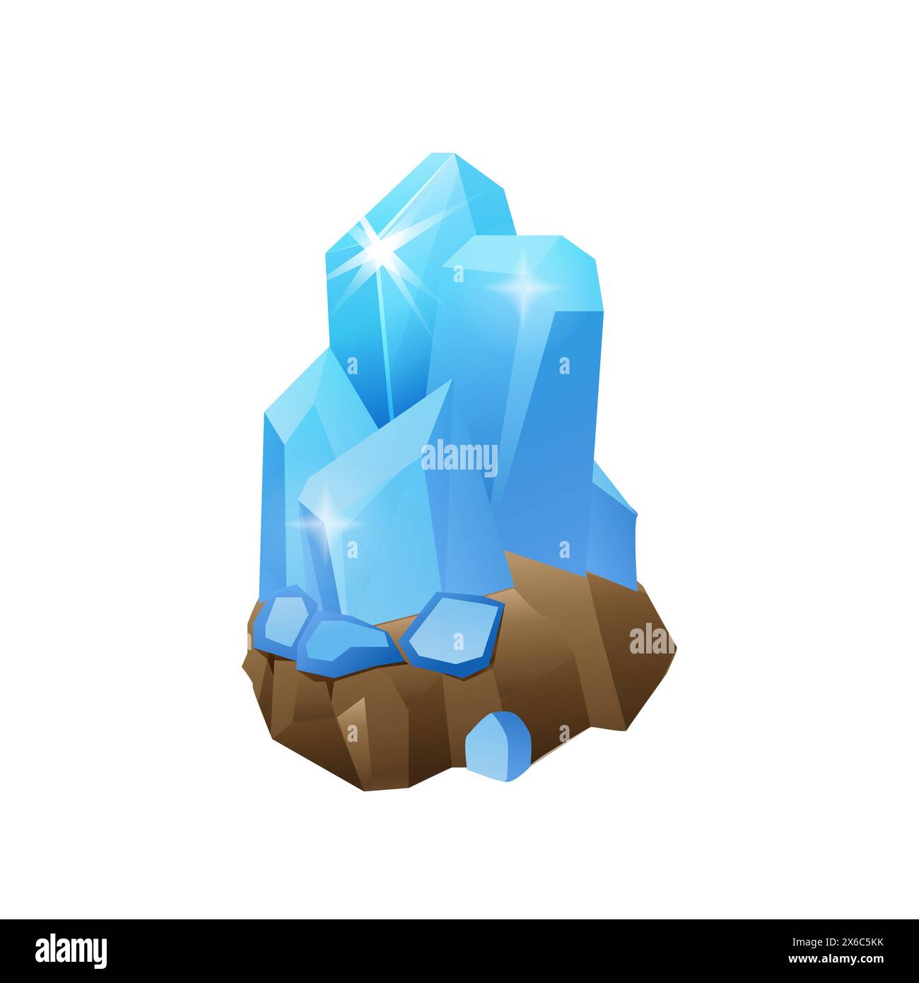 Blue shiny growing crystals of rhinestone in rock, treasure with ...