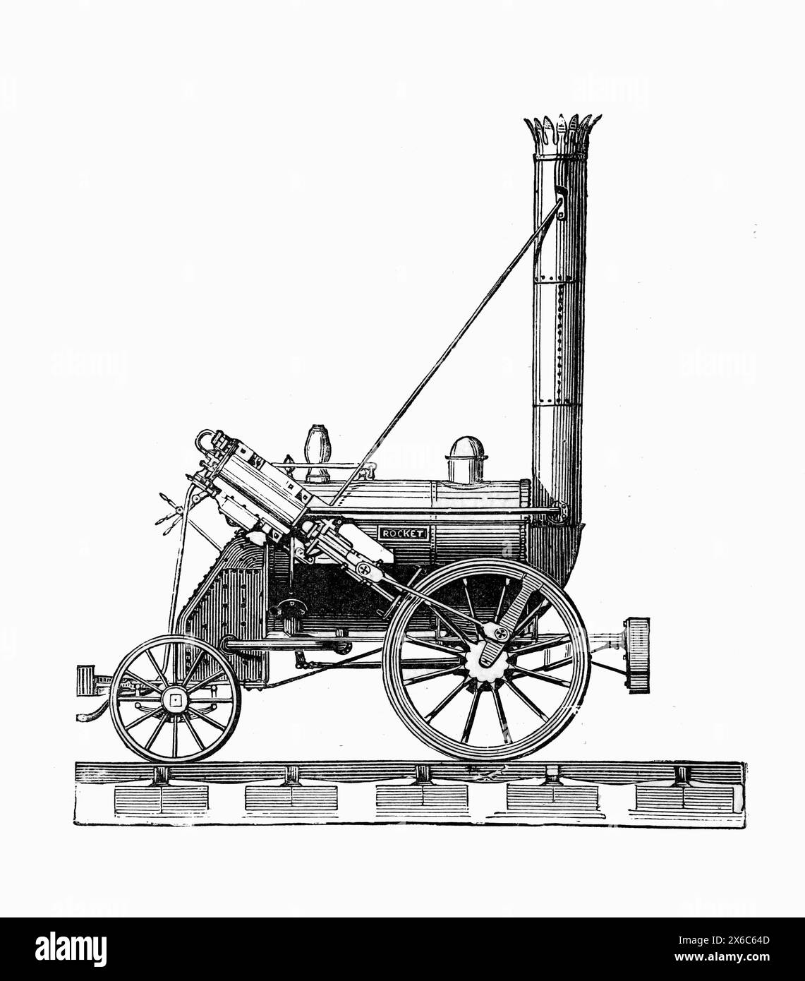 The Rocket. George Stevenson's revolutionary steam locomotive. Black ...