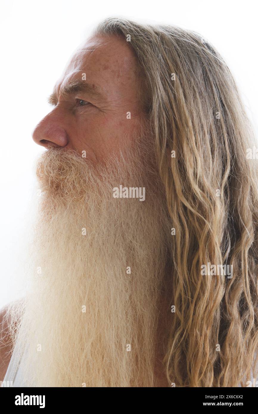 A profile portrait of an old bearded man Stock Photo - Alamy