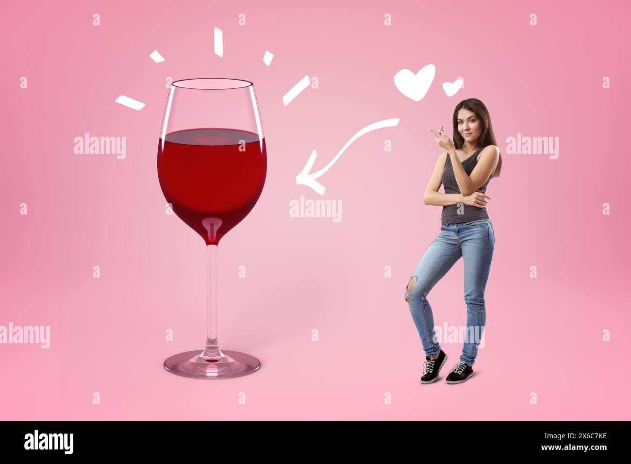 Wine love concept with dancing woman Stock Photo - Alamy