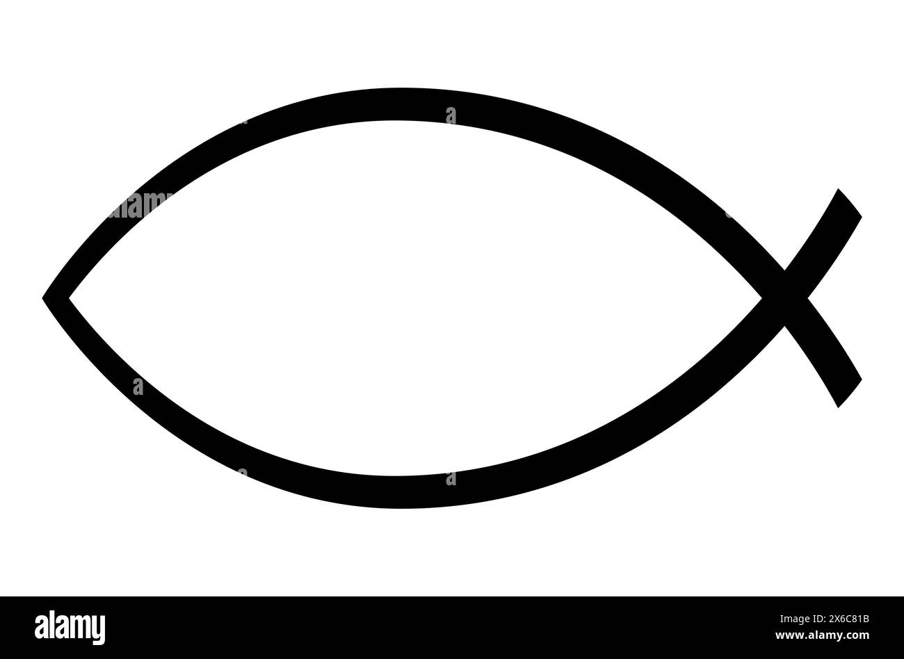 Ichthys fish Christian symbol, black and white vector sign illustration ...