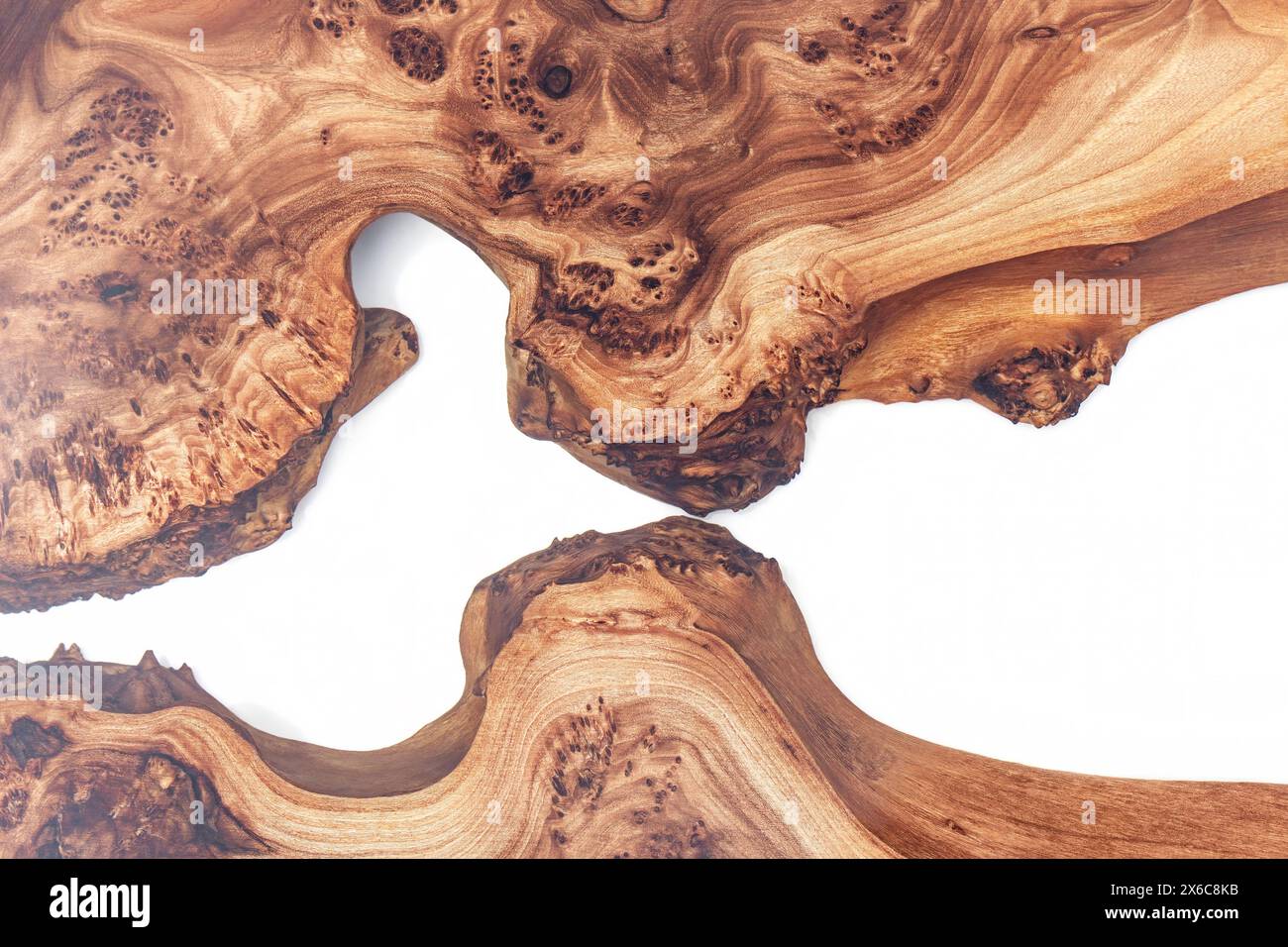 Live edge elm burl slab table top with central epoxy resin river on ...