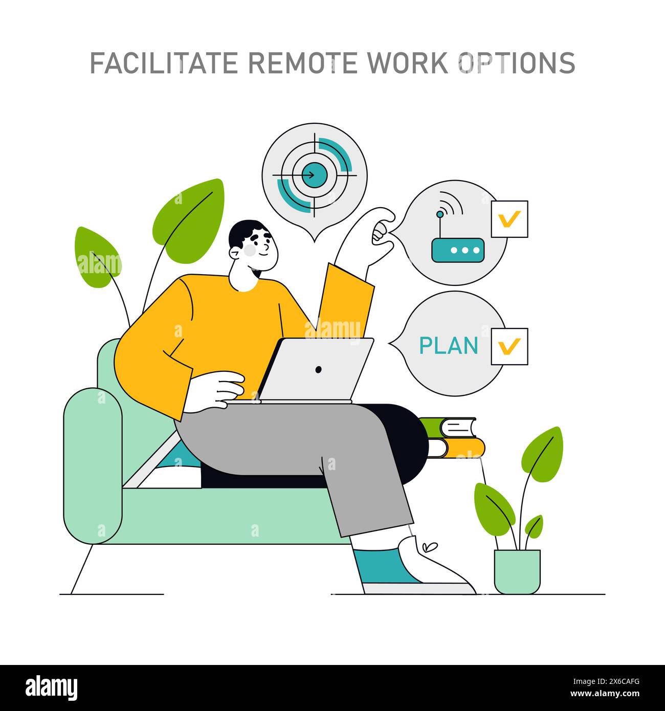 Employee Well-being concept. An employee in a home office setup ...