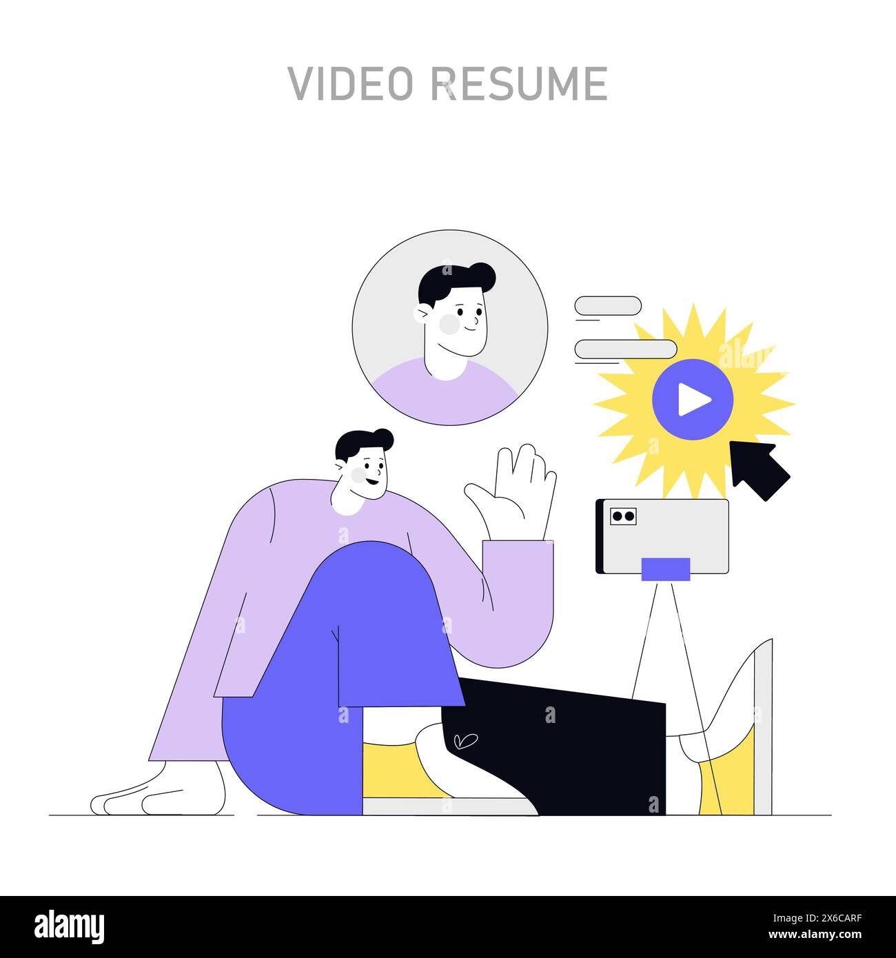Video resume concept. A person recording a self-presentation for job ...