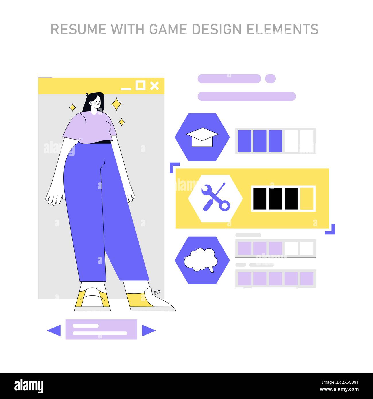 Creative resume concept. A modern CV layout with game-like graphics and ...