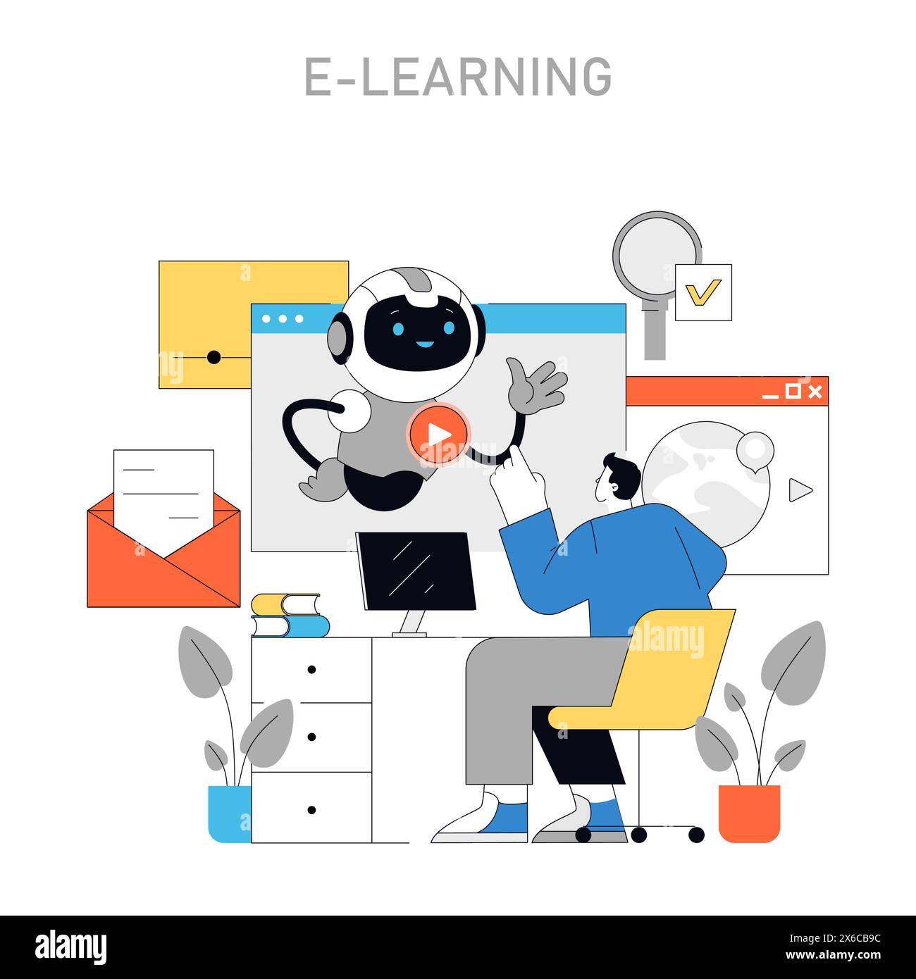 E-Learning concept. Engaging with AI for personalized online education ...