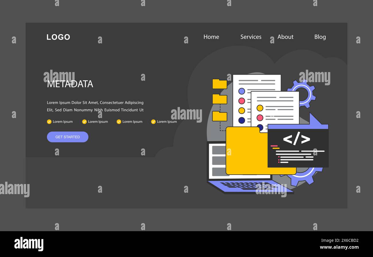 Metadata dark or night web or landing. Data annotation and cataloging ...