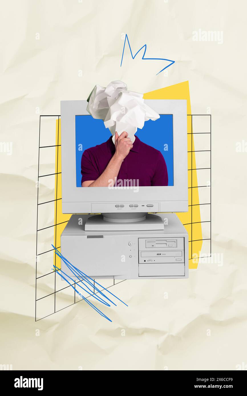 Photo collage trend artwork sketch image of headless young man ...