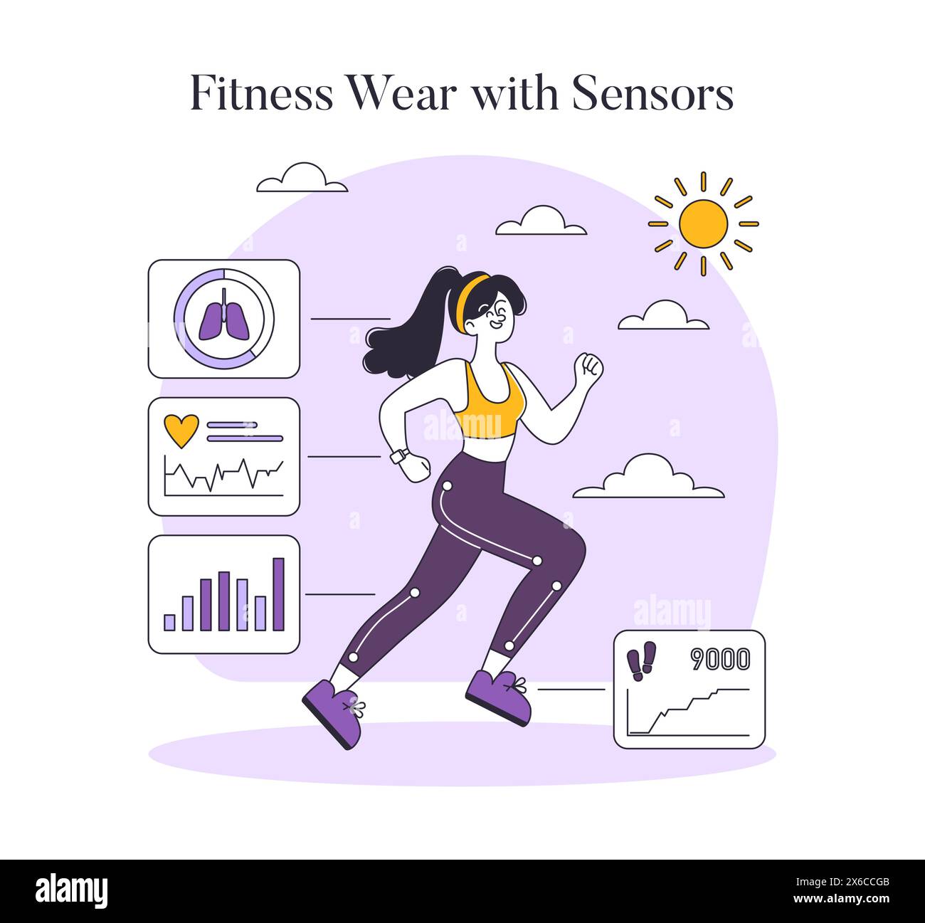 Fashion tech concept. Woman engaged in outdoor activity with wearable ...