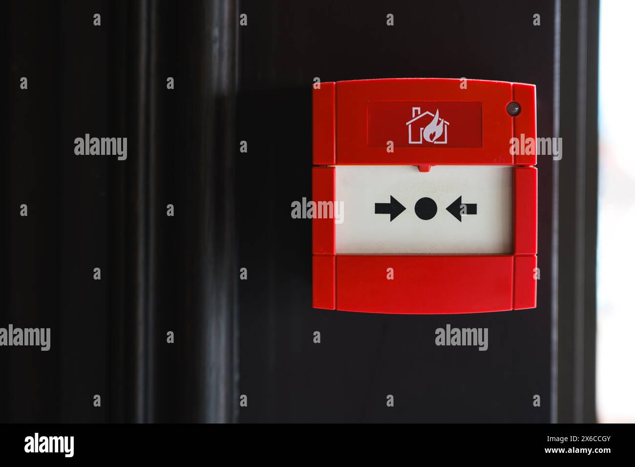 Full front view of outdoor wall mounted fire alarm button Stock Photo ...