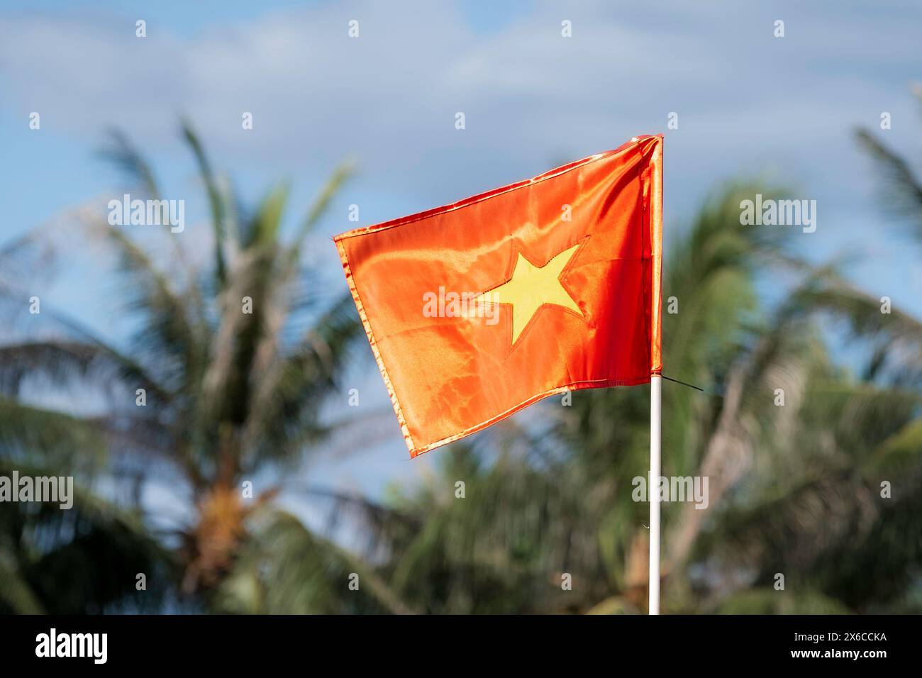 The flag of Vietnam, red with a yellow star Stock Photo - Alamy