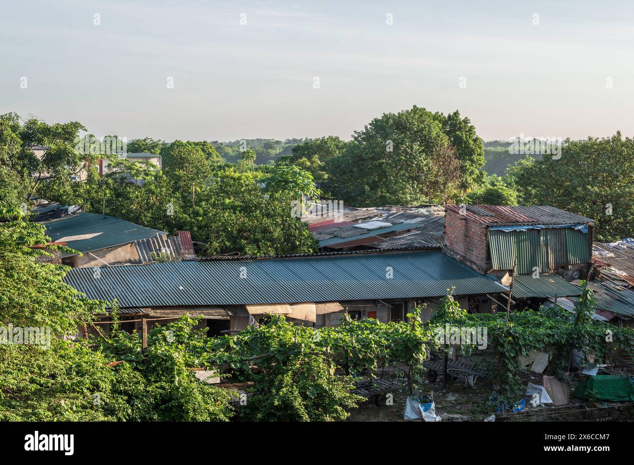 View od tin shack roof tops, located just outside Hanoi, northen ...
