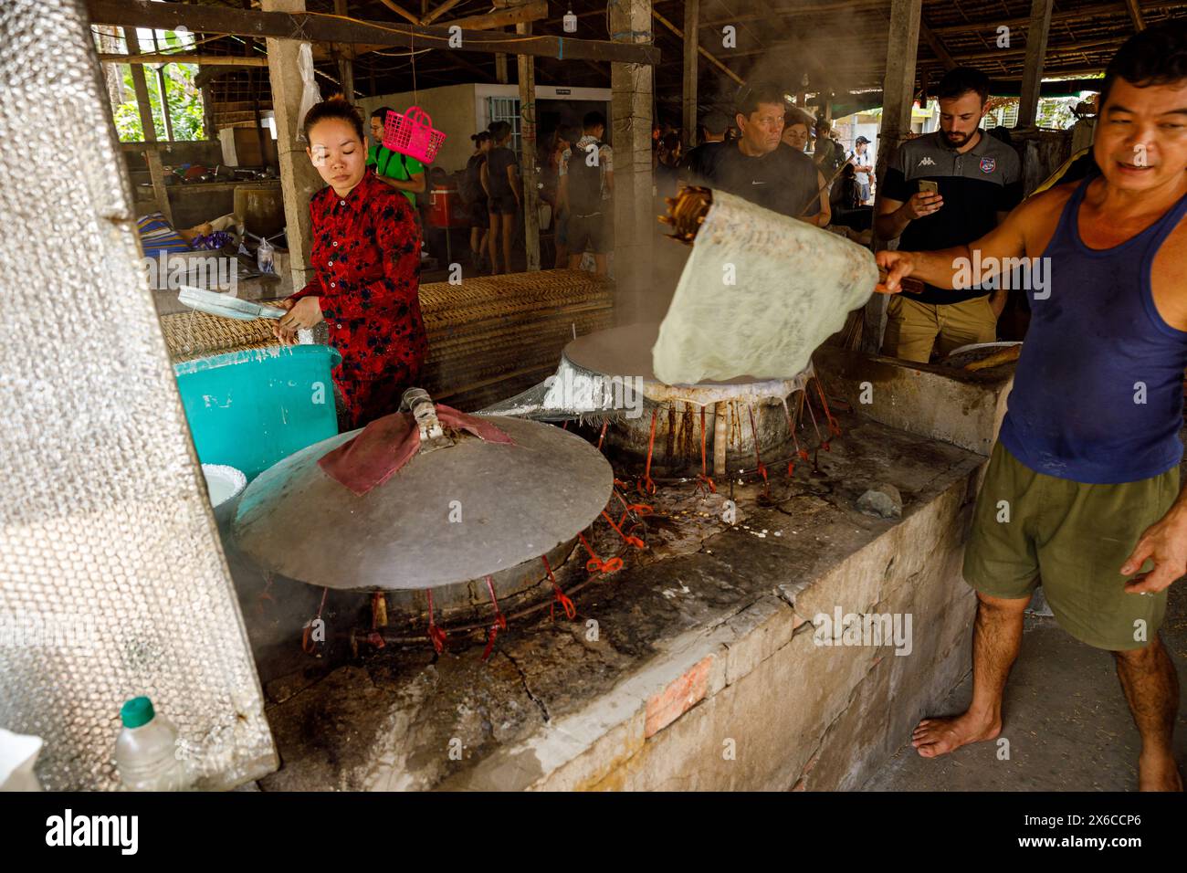 Rice paper production in the Mekong Delta at Cai Rang in Vietnam Stock ...