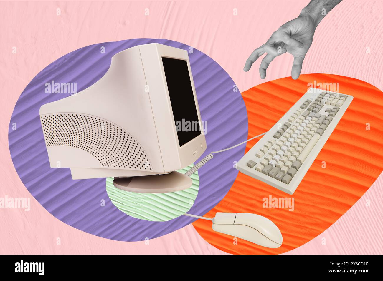 Trend artwork image composite photo collage of workspace hand grab hold ...