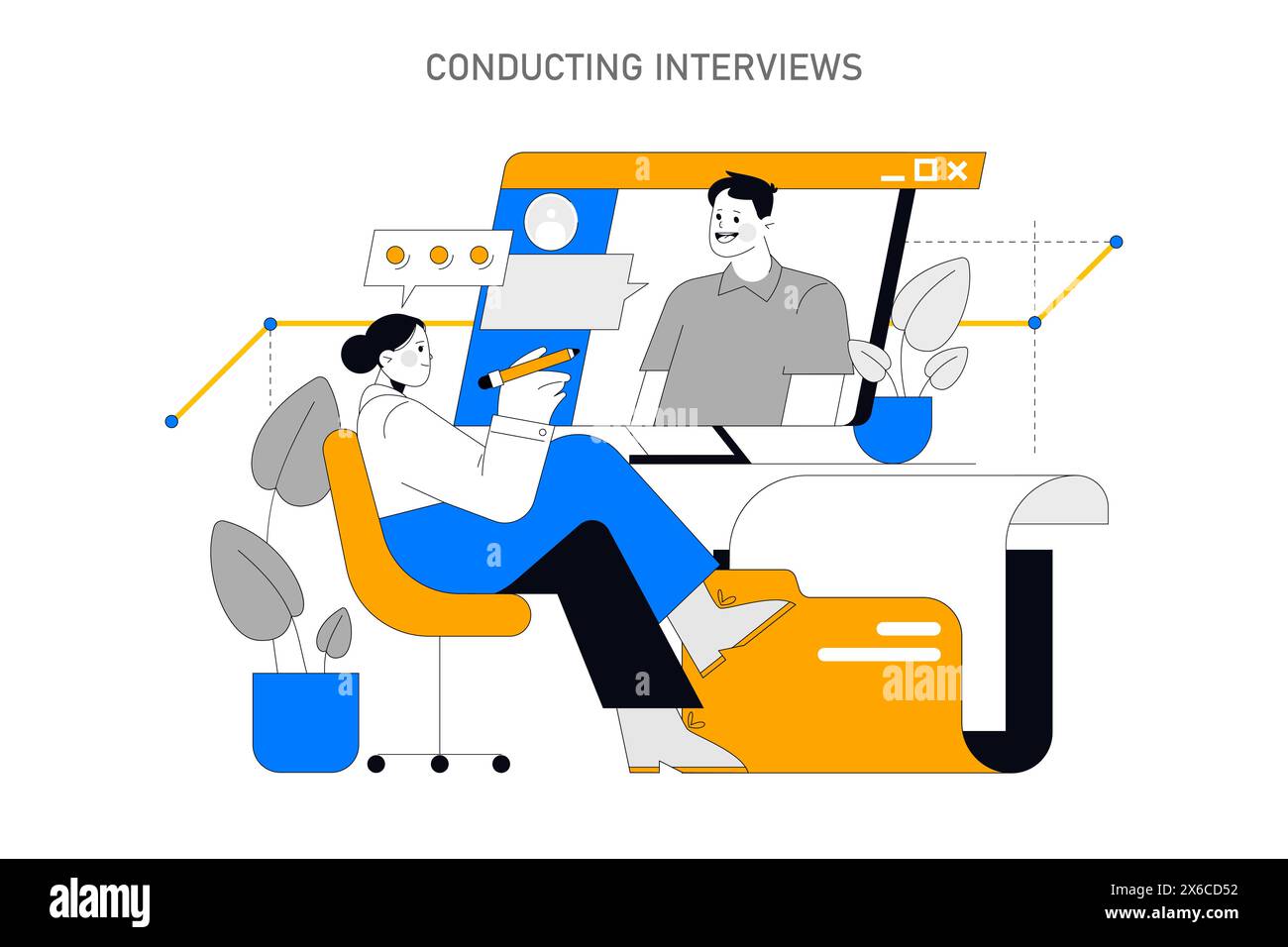 Recruitment concept. A vector illustration of an HR manager ...