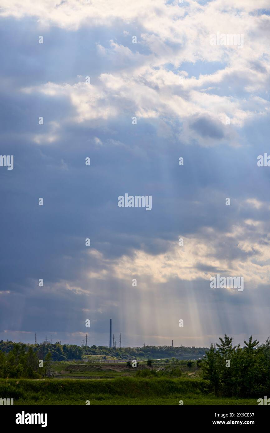 landscape with the sky and the sun's rays falling to the ground Stock ...