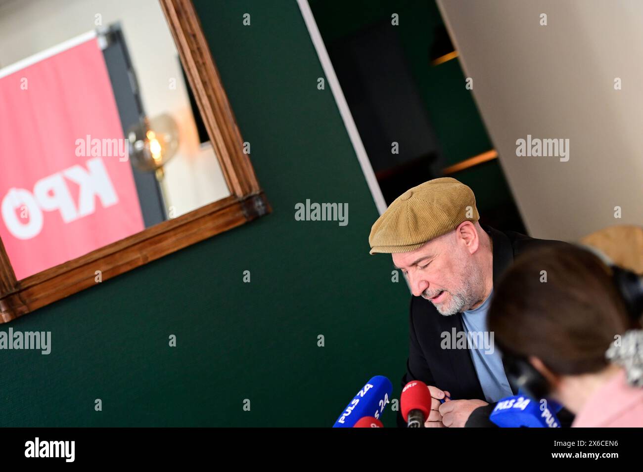 Vienna, Austria. May 14th, 2024. KPÖ top candidate Günther Hopfgartner ...