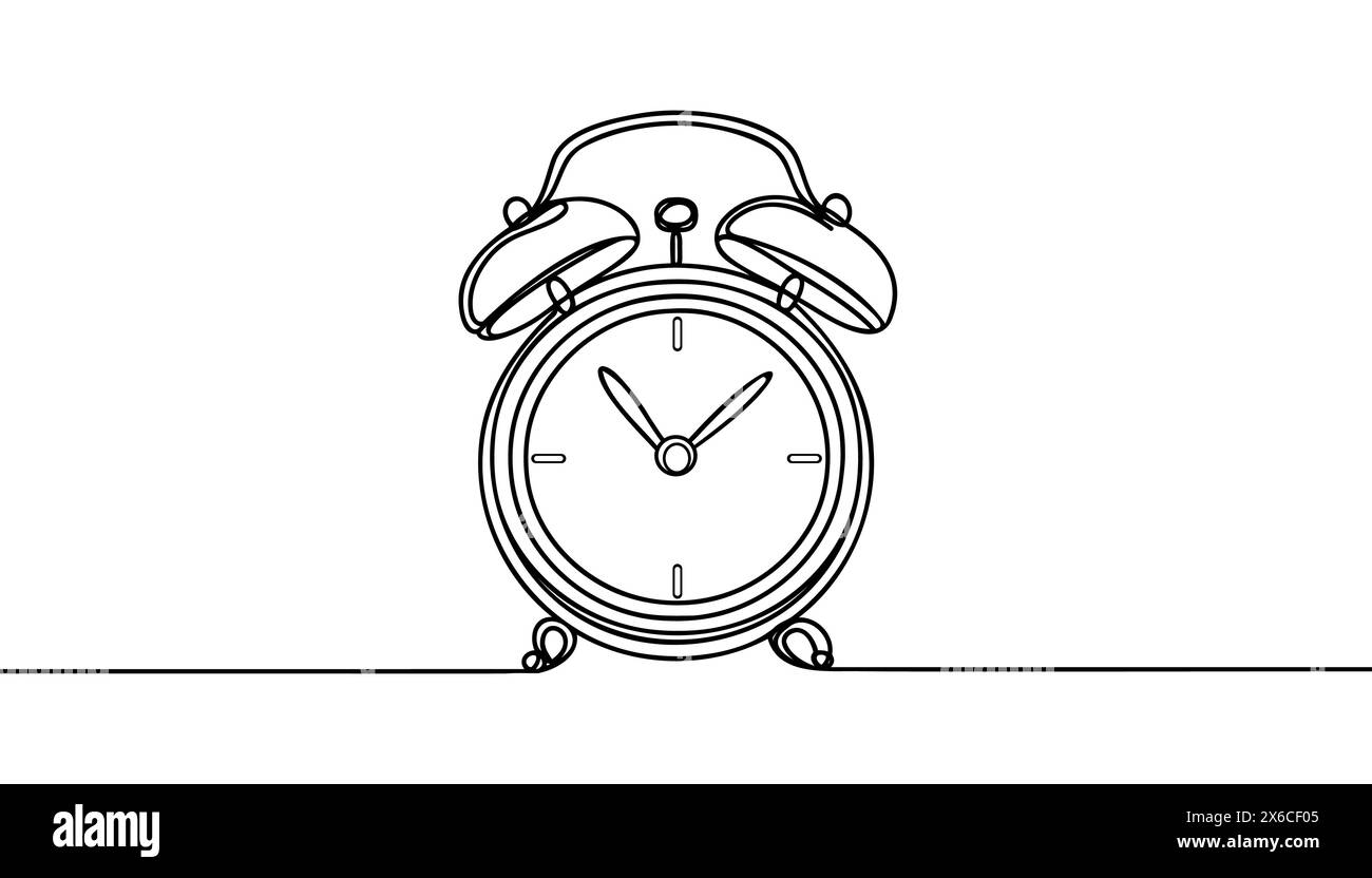 Continuous line drawing of alarm clock. alarm clock icon in single line ...