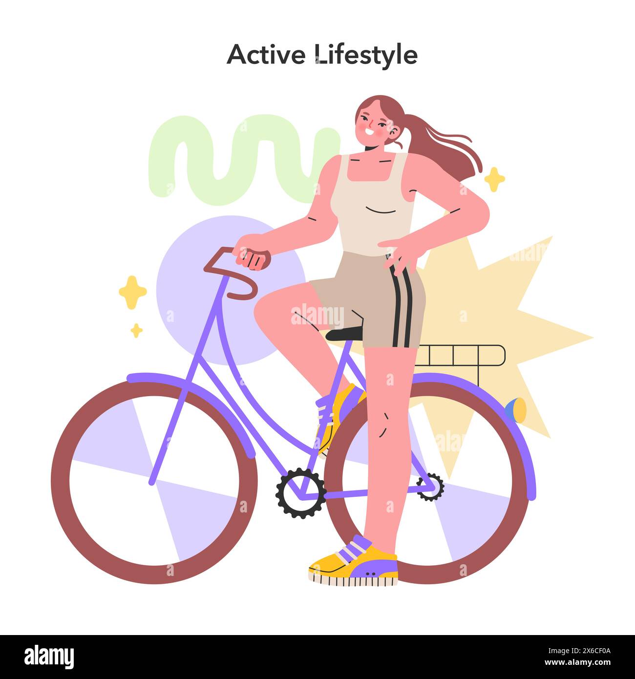 Illustration woman exercise bike hi-res stock photography and images ...
