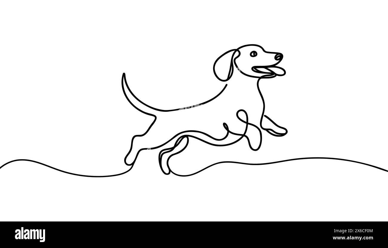 Dog Continuous one line drawing. Vector illustration Stock Vector Image ...
