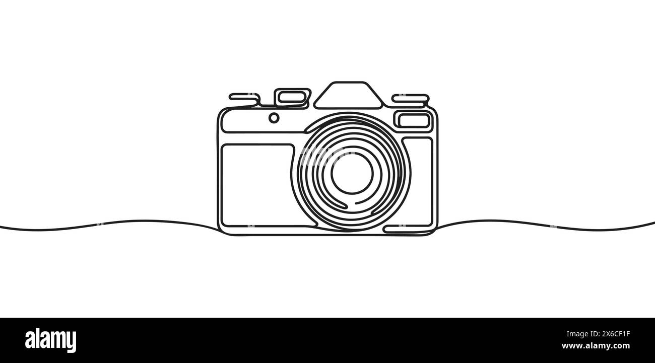 Continuous one line drawing camera. Photo vector illustration Stock ...
