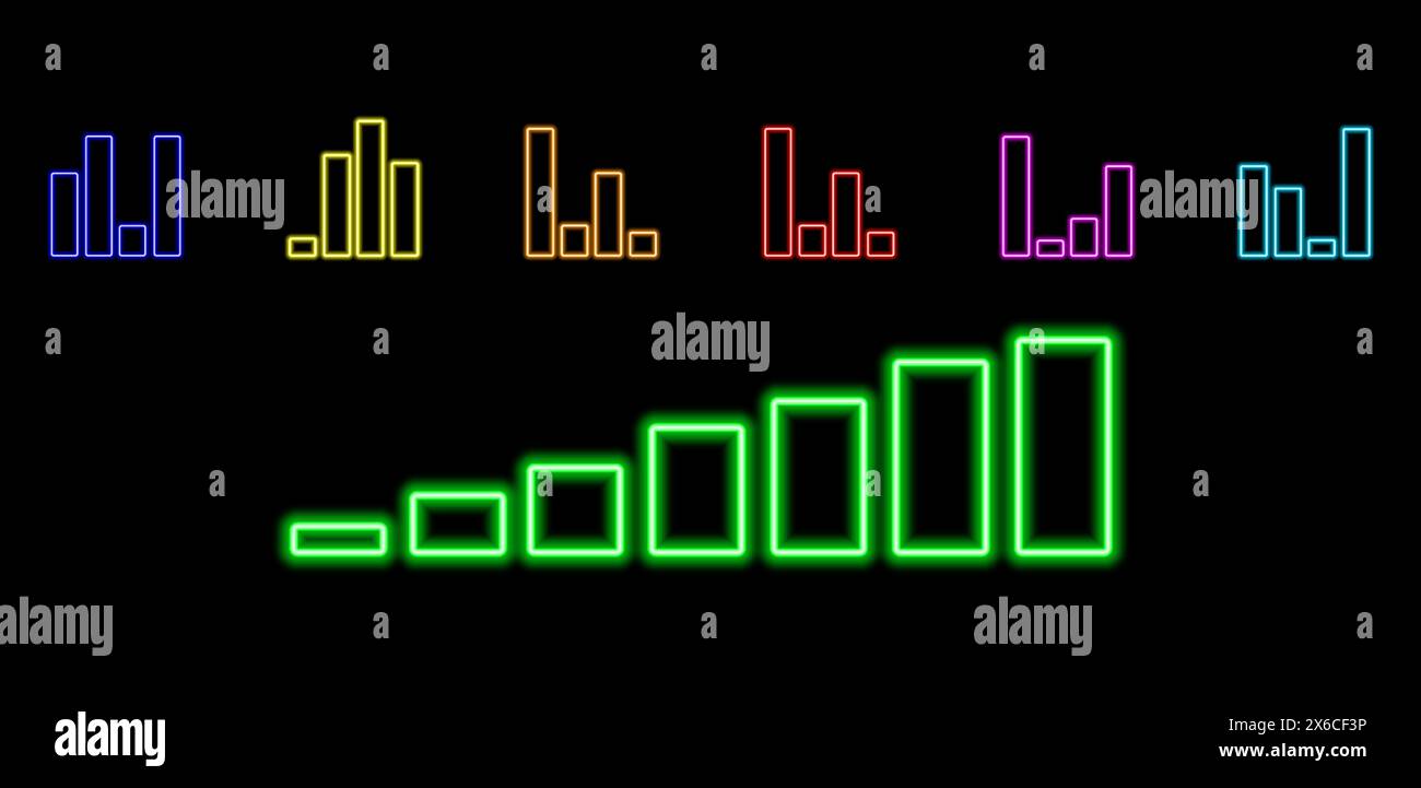 Outline neon music equalizer icon. Glowing neon sound equalizer with ...