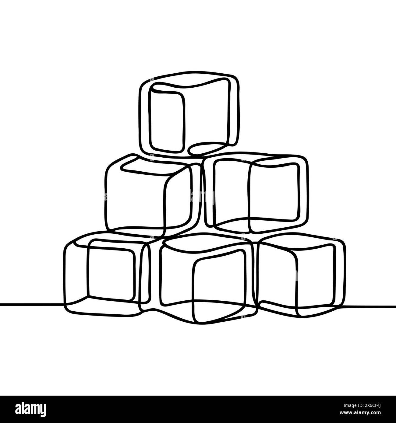 Ice cubes. Continuous one line drawing vector illustration set on white ...