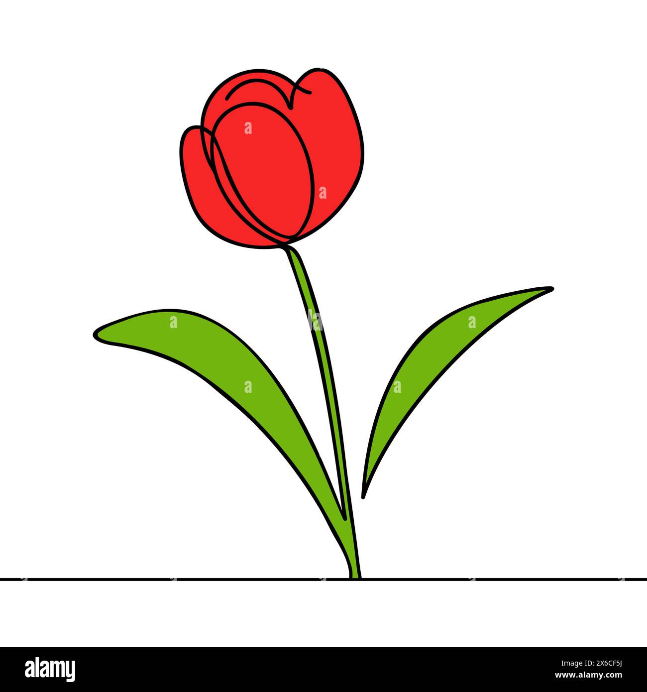 Tulip one line drawing. Abstract flower continuous line. Hand drawn ...
