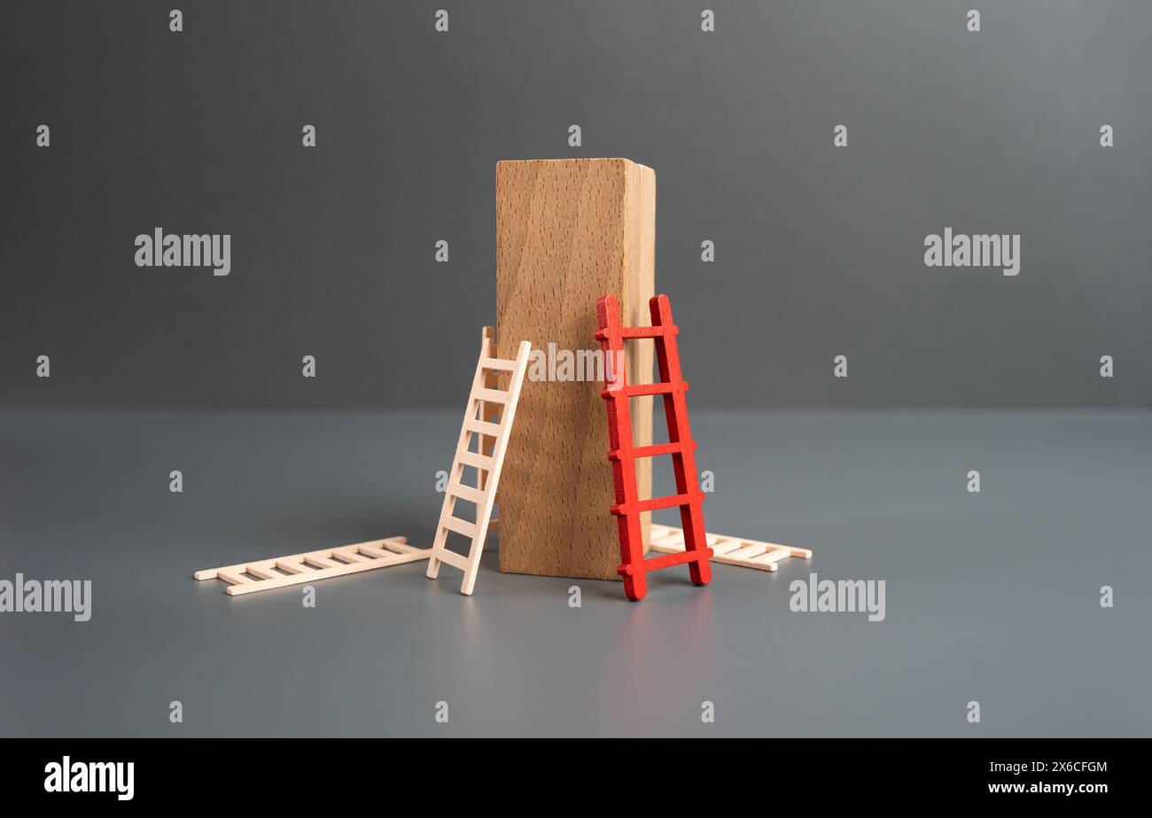 Attempts and ways to climb to the top of success. The concept of trying ...