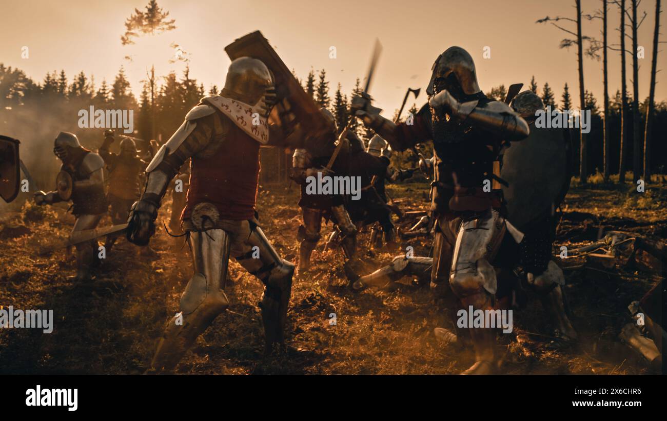 Epic Battlefield: Armies of Medieval Knights Fighting with Swords ...