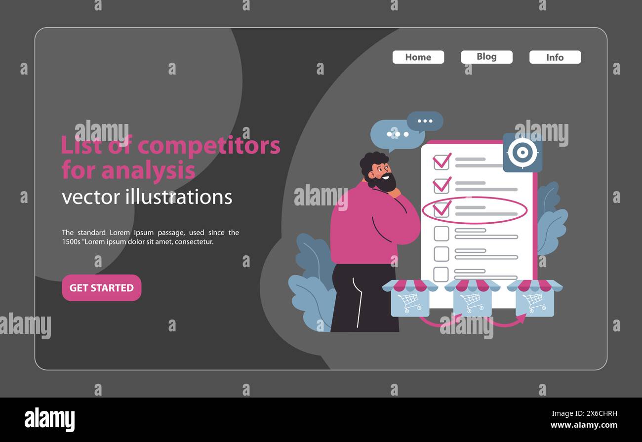 Competitor analysis checklist concept. Business analyst curating a ...