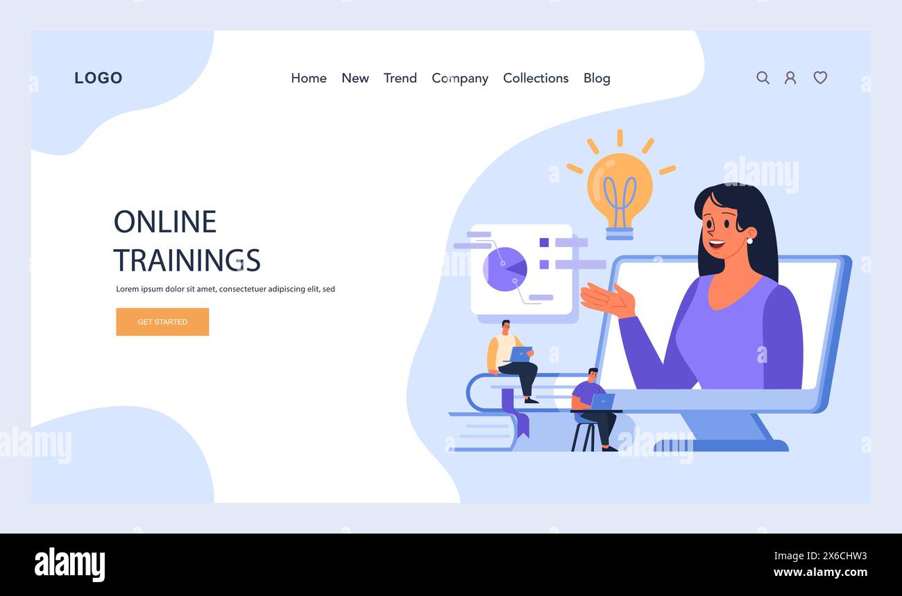 Presenter igniting the light of knowledge. Online training platform ...