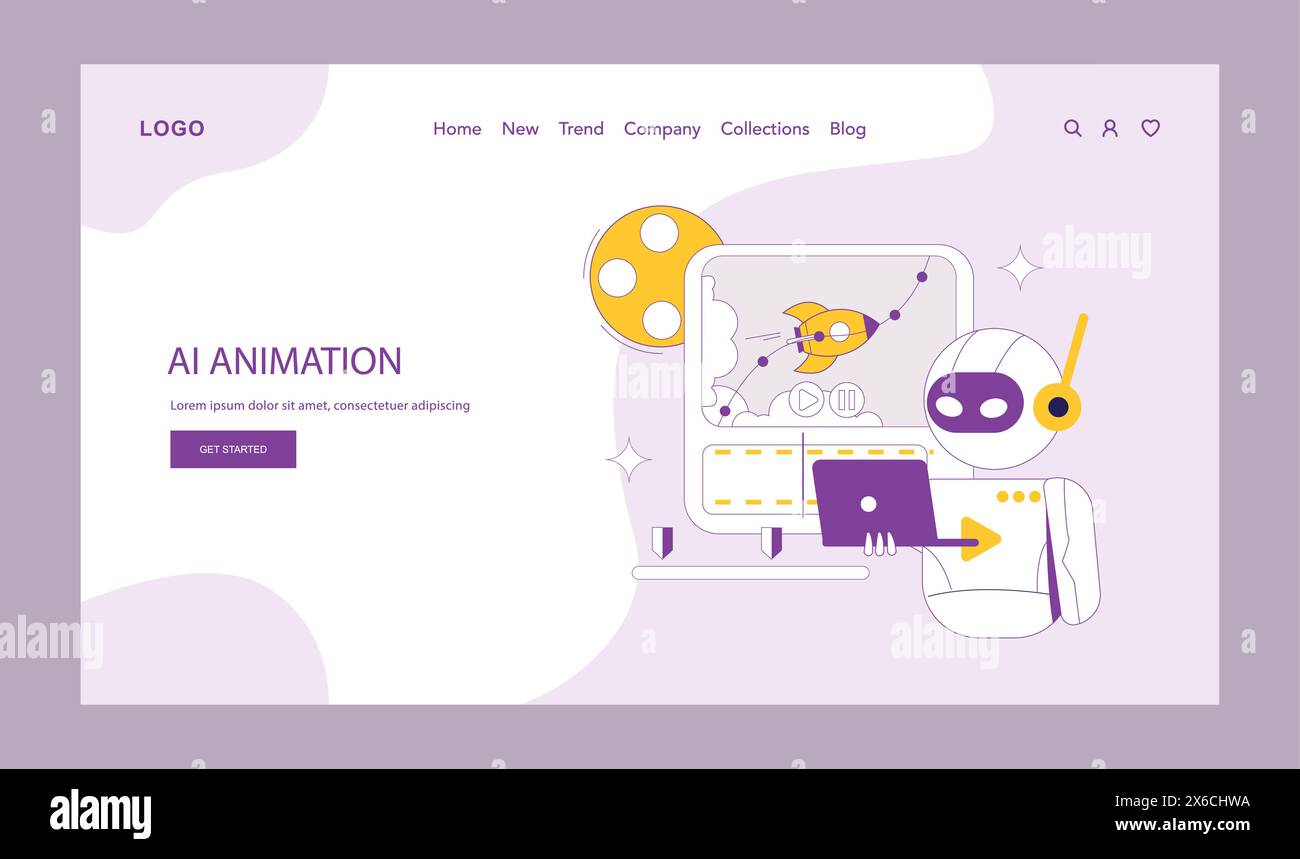 AI for video creation concept. A robot illustrating the automation of ...