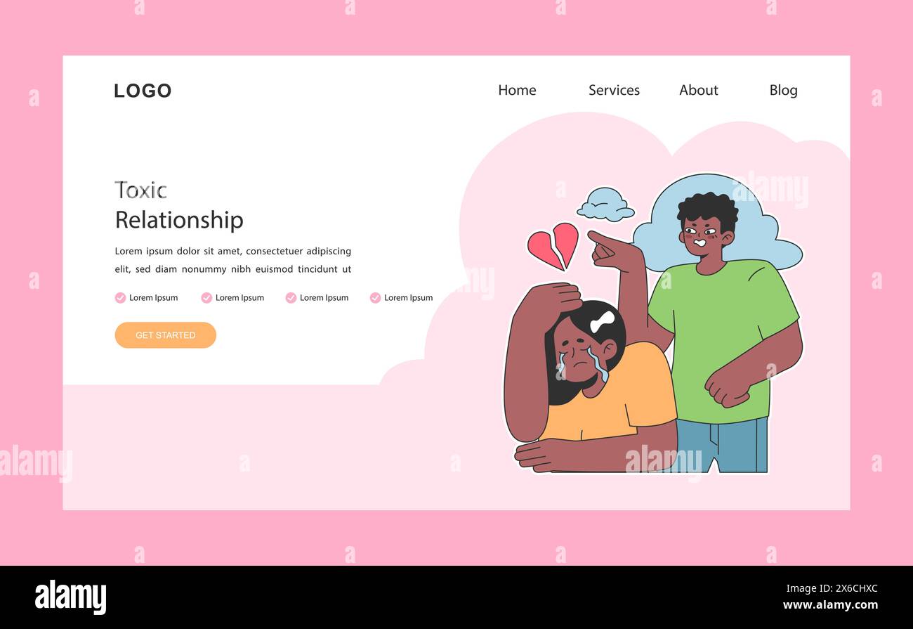 Toxic relationship web or landing. Emotional abuse and manipulation ...