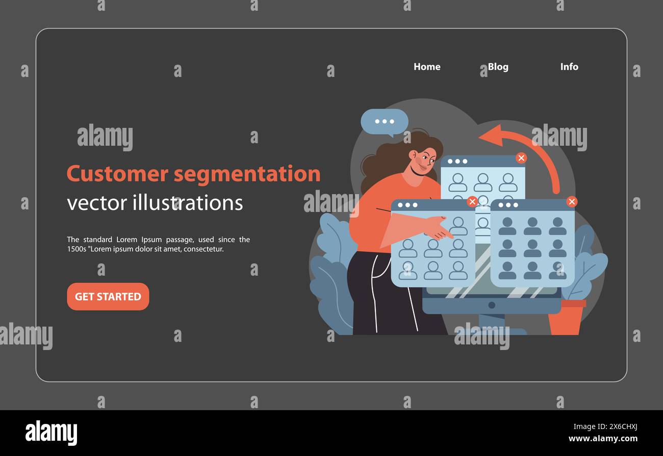 Customer Segmentation Concept Enthusiastic Woman Categorizing Digital Profiles Streamlining