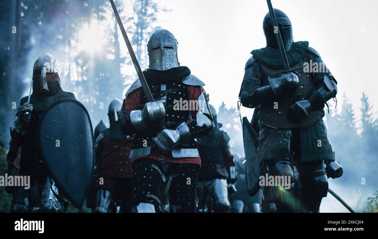 Epic Invading Army of Medieval Soldiers Marching on Battlefield ...