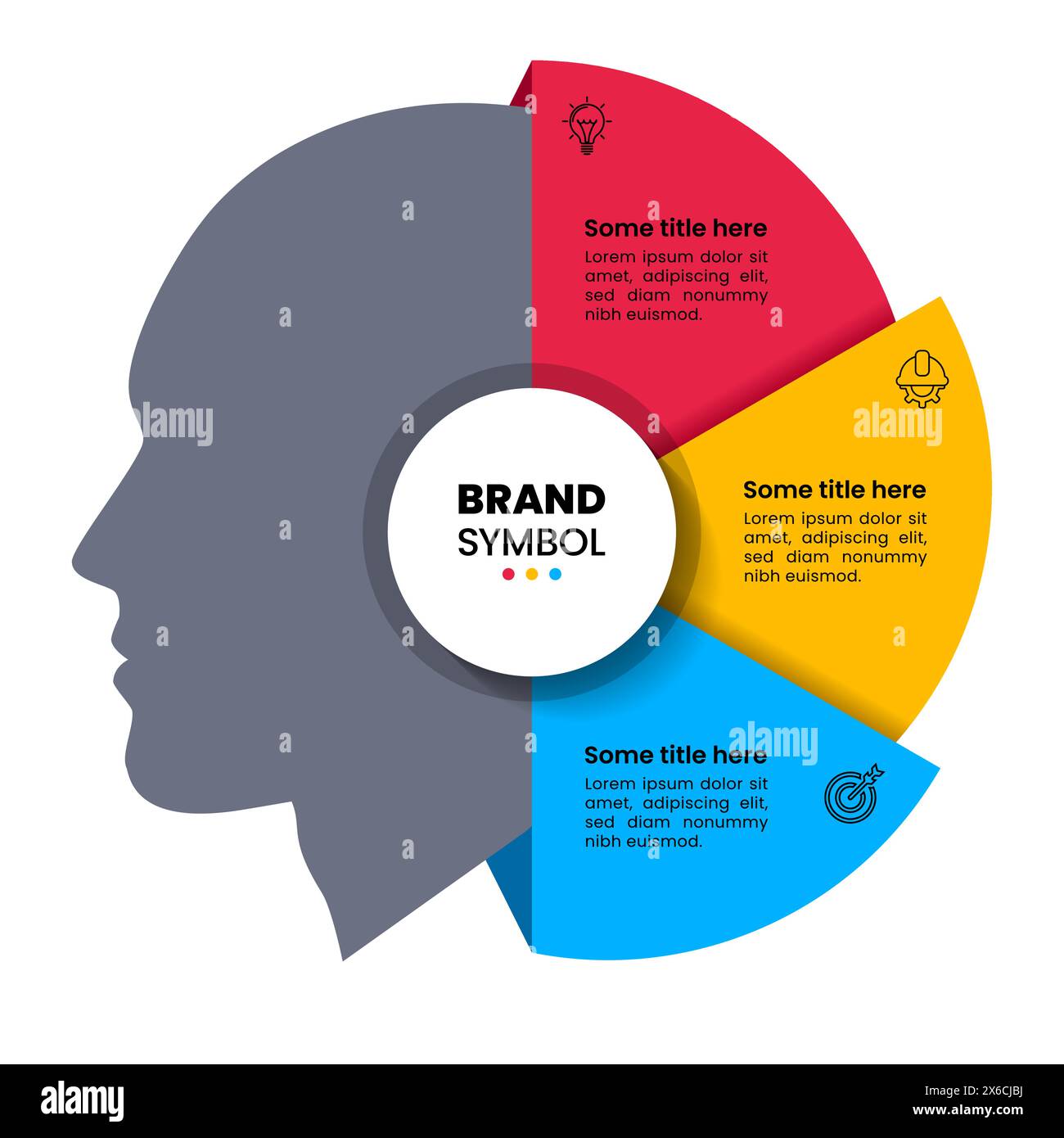 Infographic template with icons and 3 options or steps. Abstract head ...