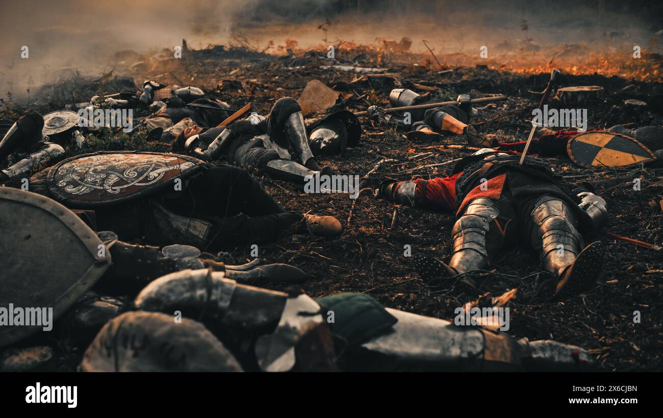 After Epic Battle Bodies of Dead, Massacred Medieval Knights Lying on ...