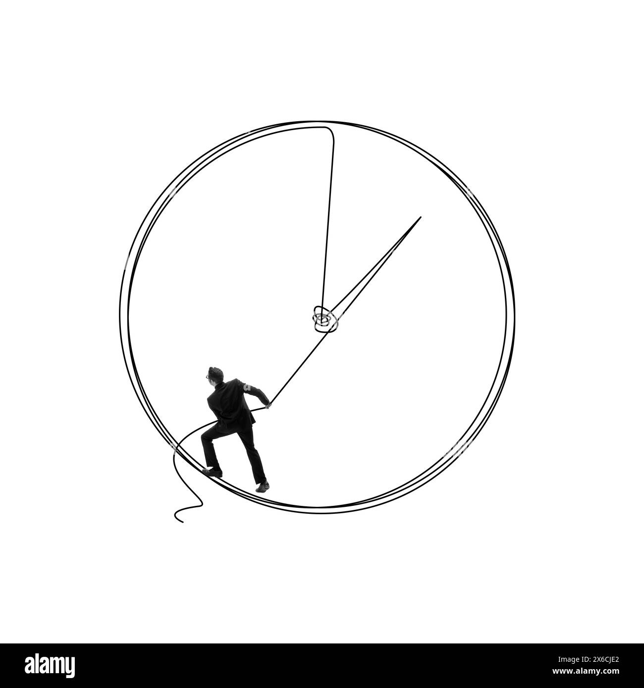Businessman holding clock pointer. Time management, efficiency and ...