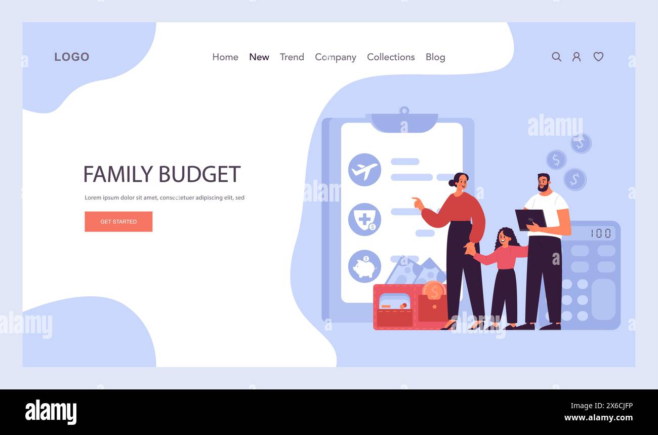 Financial planning web banner or landing page. Personal and family ...