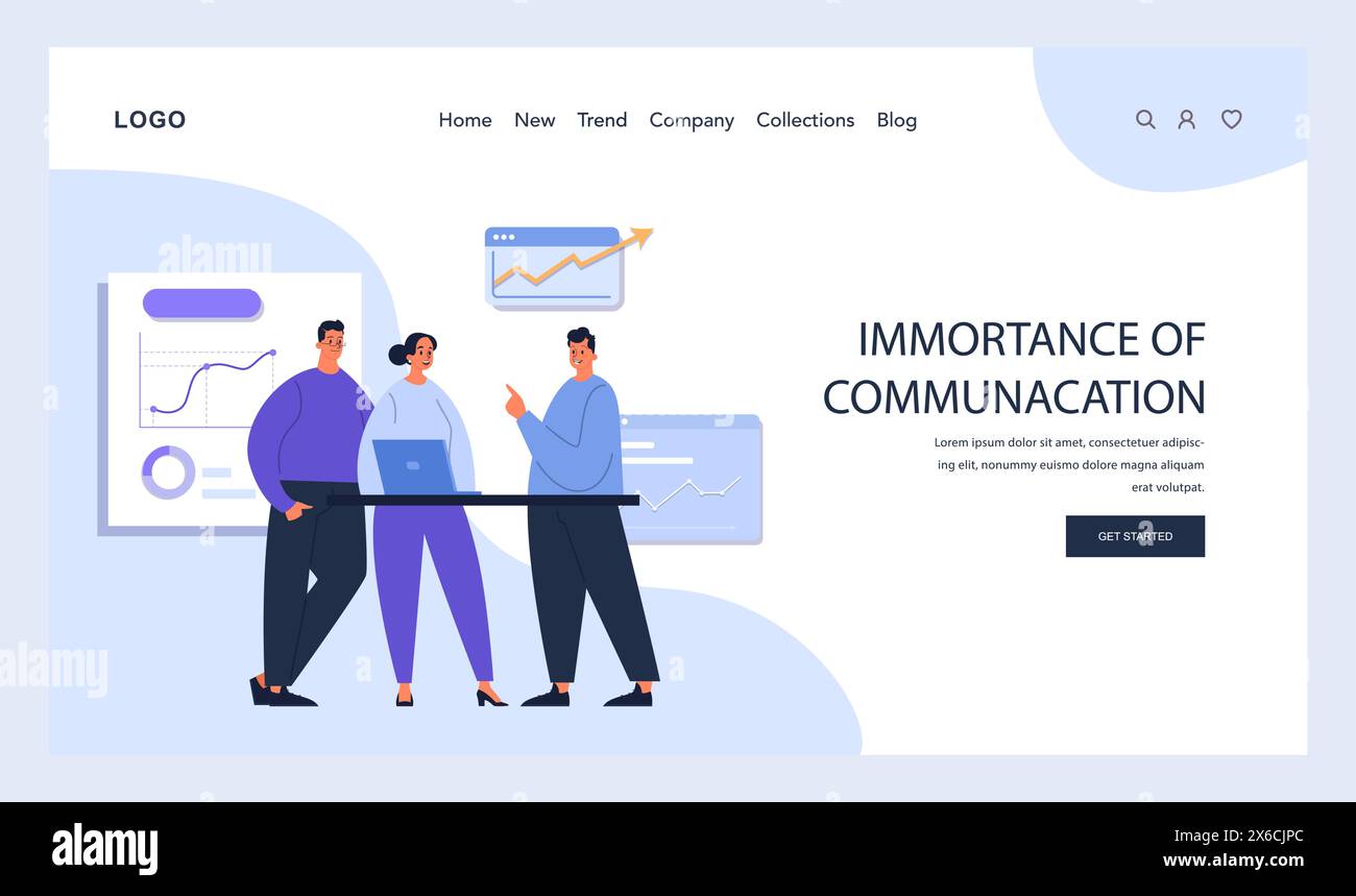 Importance of Communication concept. Team members discussing data ...