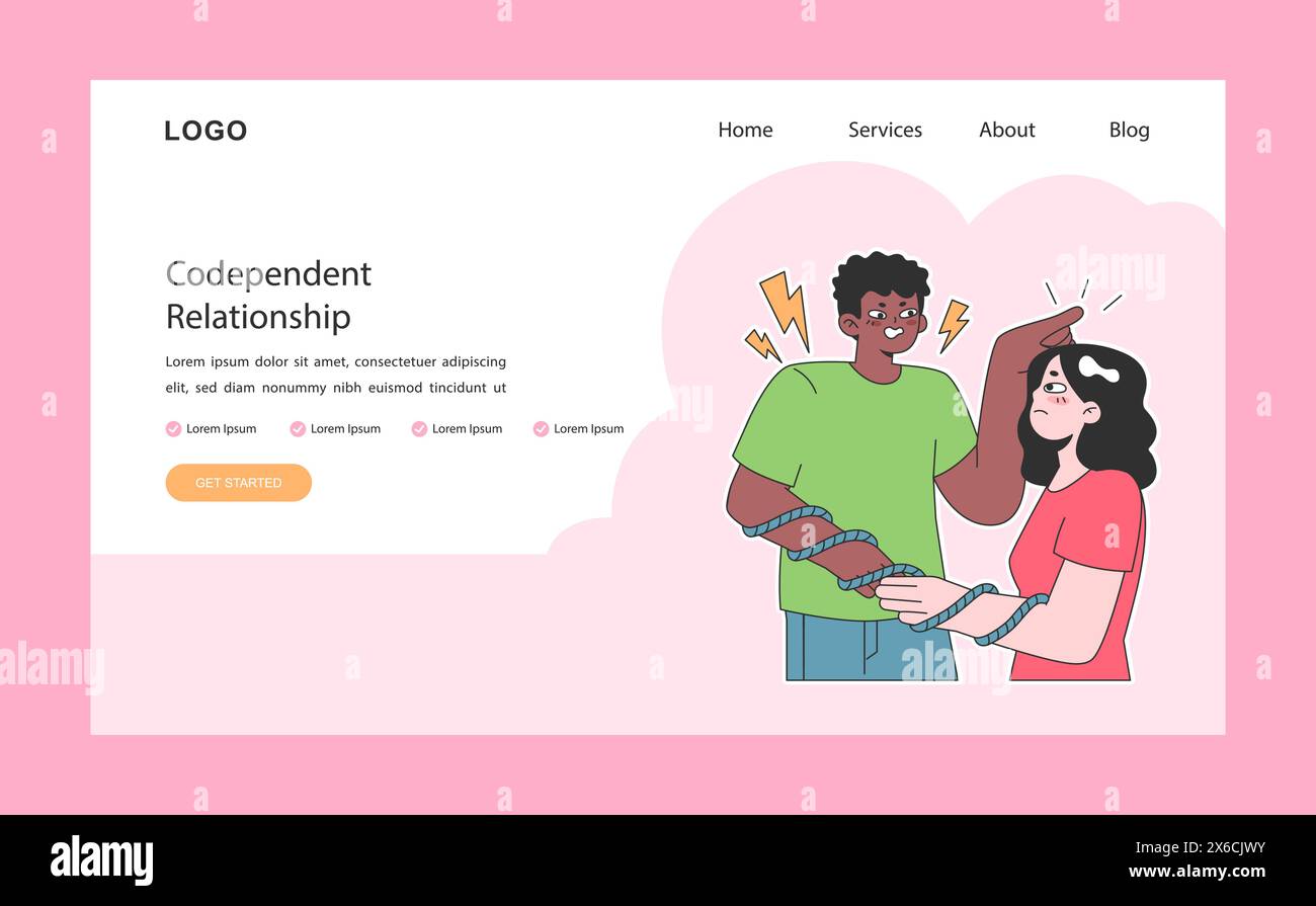 Codependent relationship web or landing. Psychological dependence ...