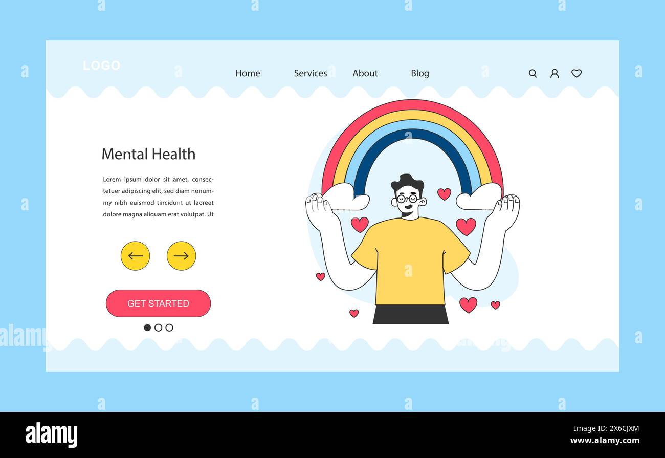 Mental health and emotional wellbeing web banner or landing page ...