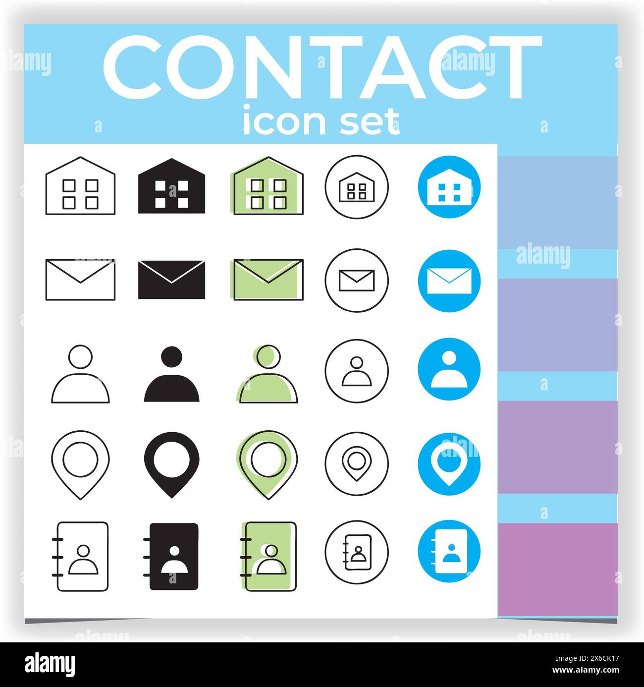 vector contact icon set template design Stock Vector Image & Art - Alamy