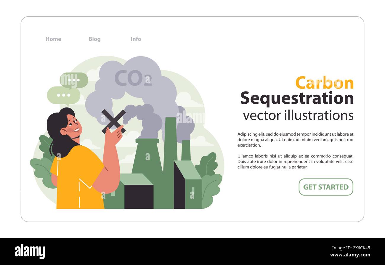 Woman highlighting the importance of reducing CO2 emissions from factories. Advocacy for cleaner ...